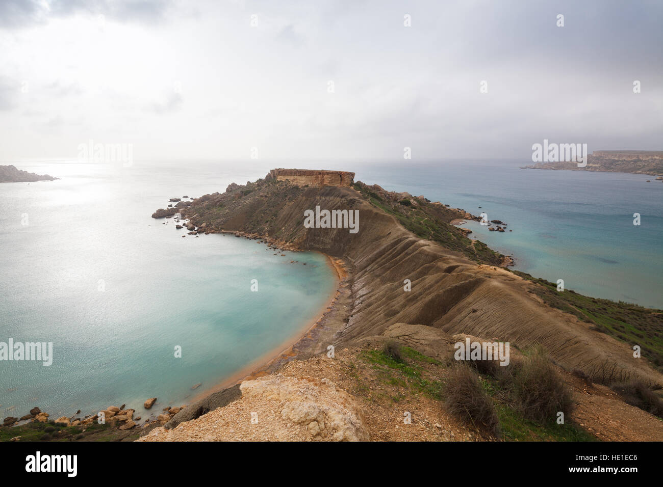 Maltese rocky seascape, island's west side, Gnejna and Riviera Bay ...