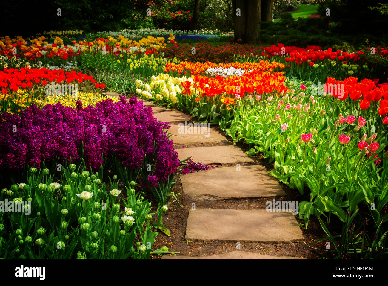 Stone path winding in a garden Stock Photo - Alamy