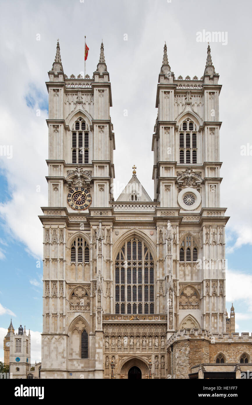 Westminster Abbey western facade towers, London, UK Stock Photo - Alamy
