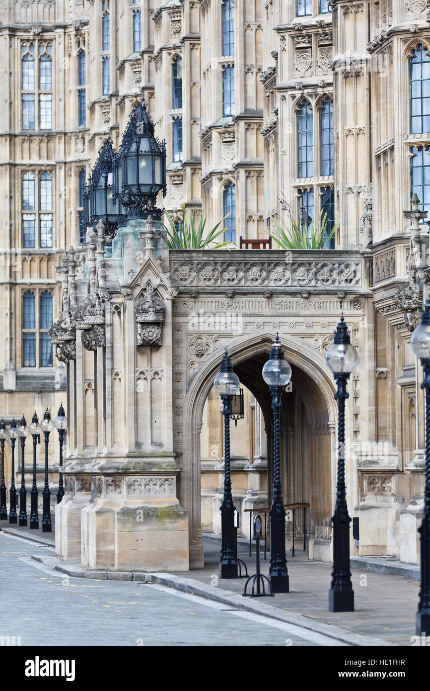 The Palace of Westminster (Houses of Parliament) facade detail, London ...