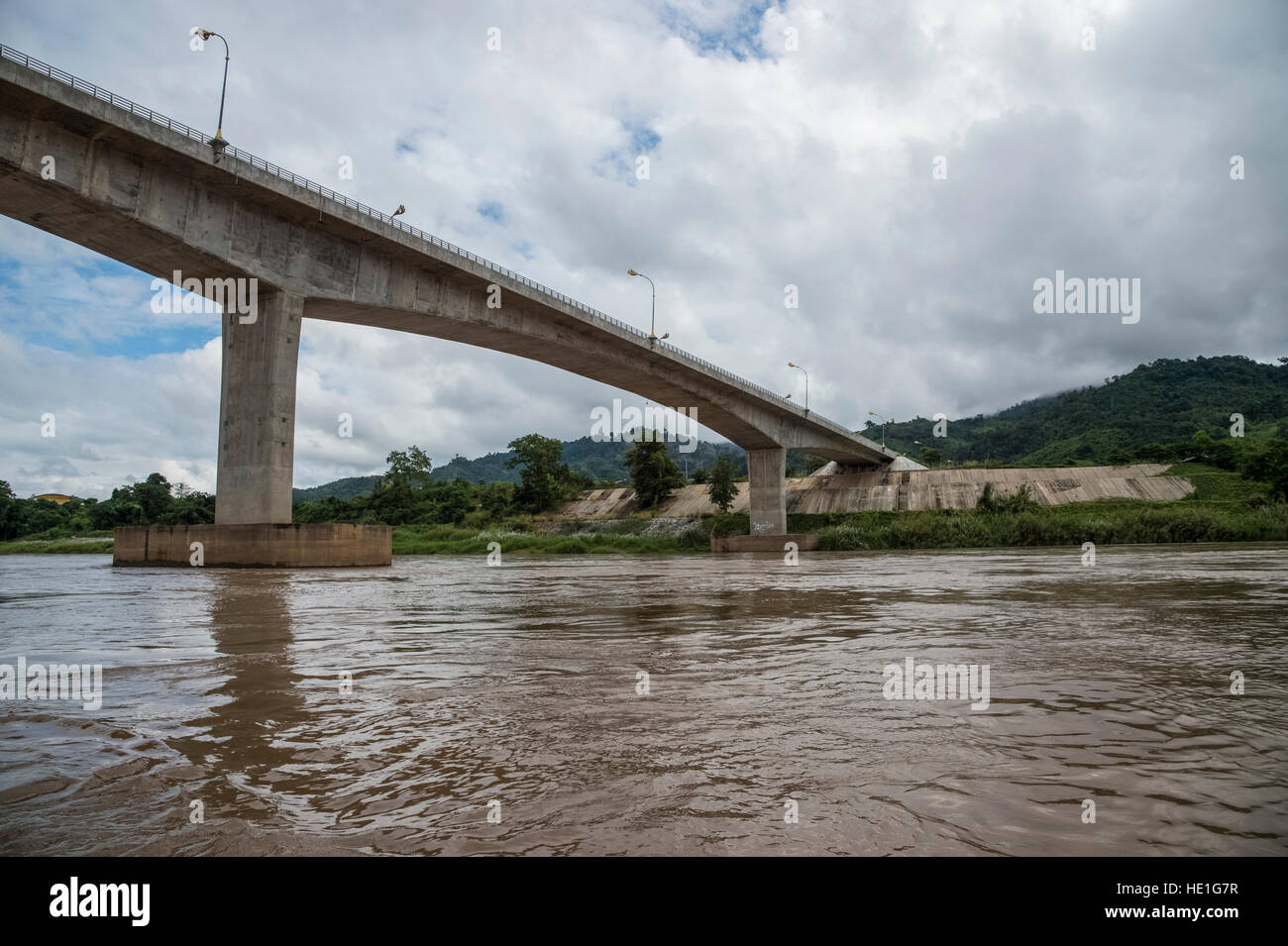 River scenery on the Mekong River Thai-Laos Friendship bridge Stock ...