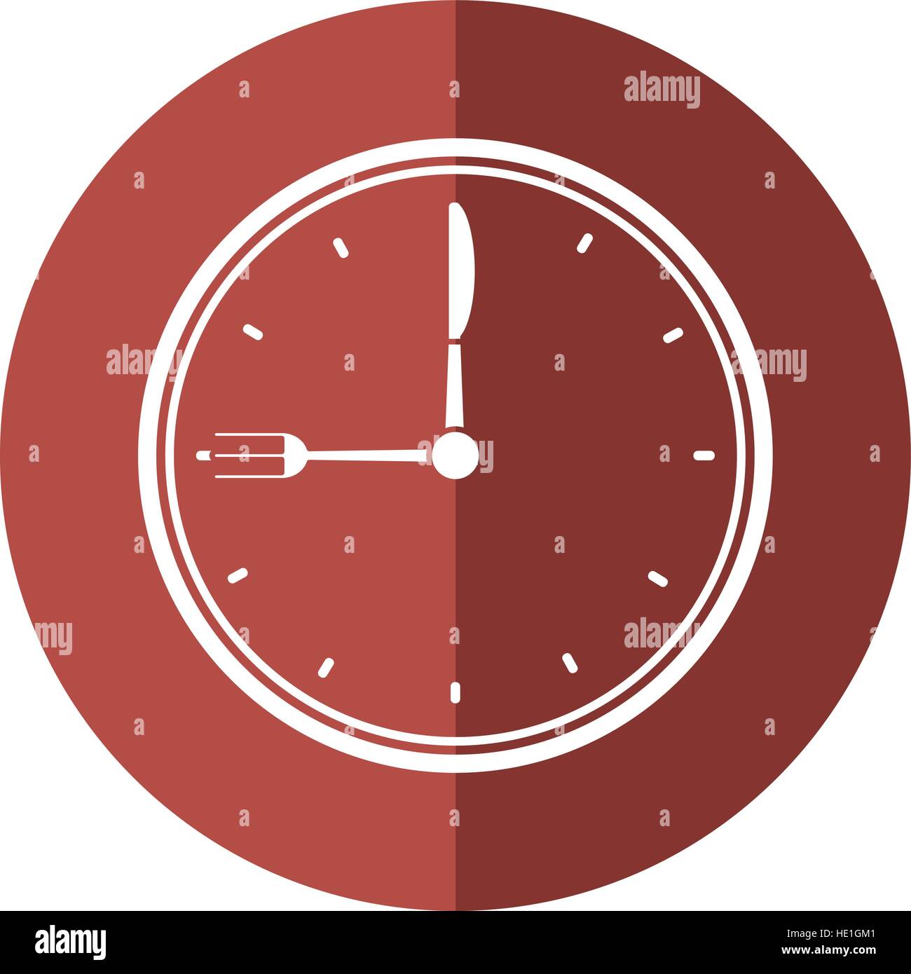 clock time dinner restaurant fork and knife shadow Stock Vector Image ...