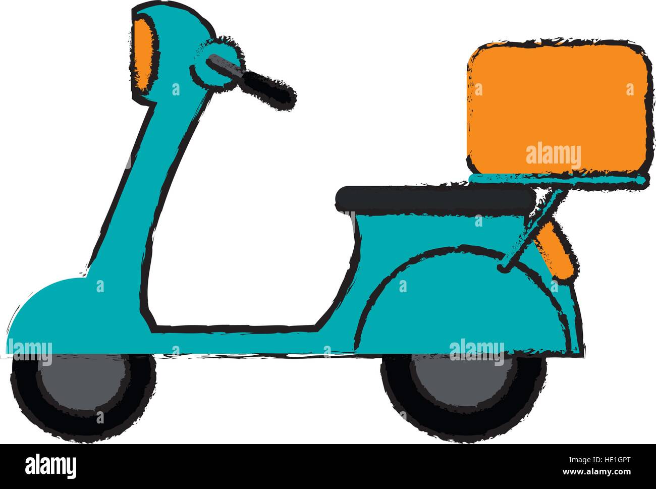 green motorcycle scooter delivery food drawing Stock Vector Image & Art ...