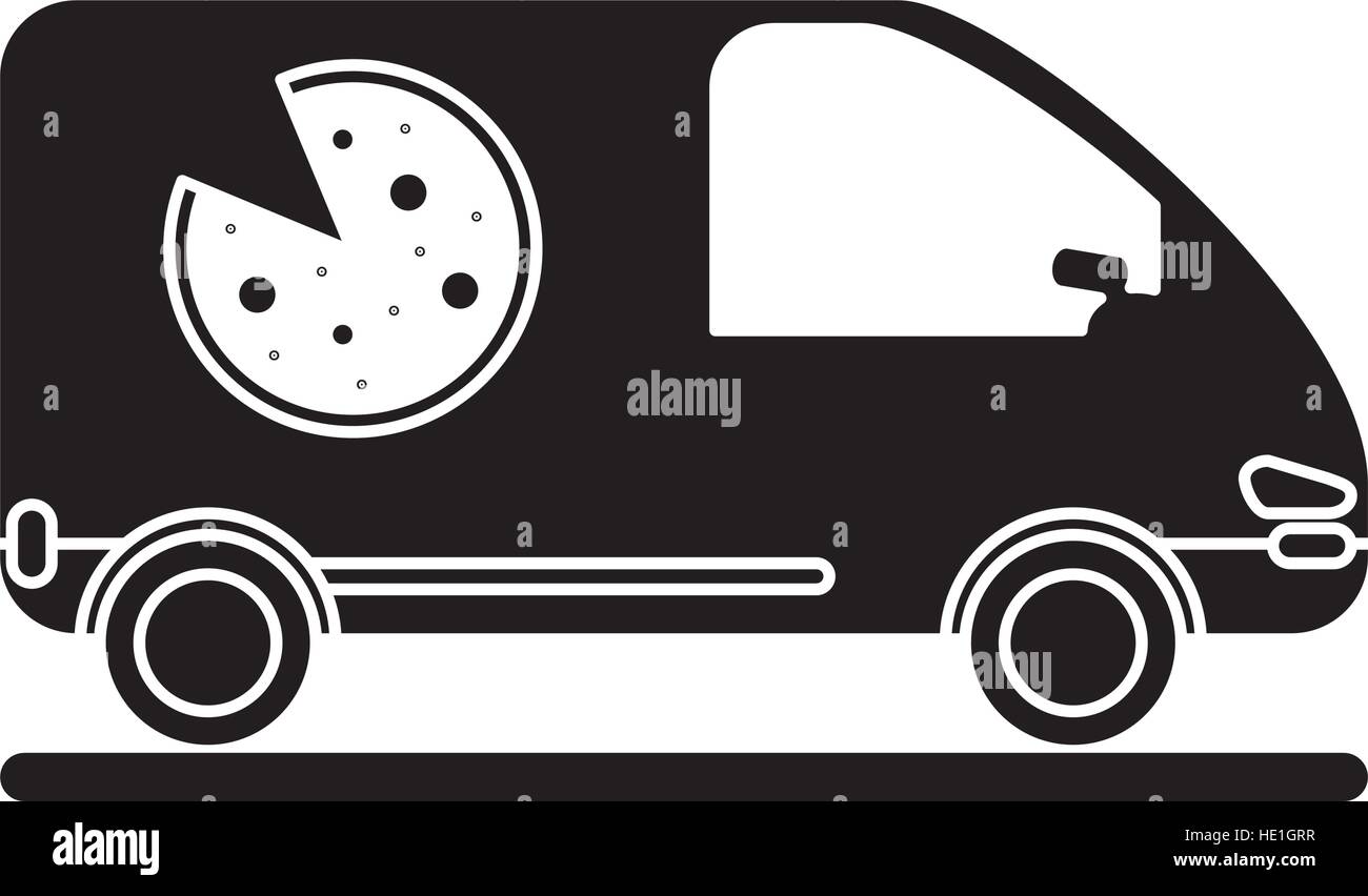pizza delivery car van service pictogram Stock Vector Image & Art - Alamy