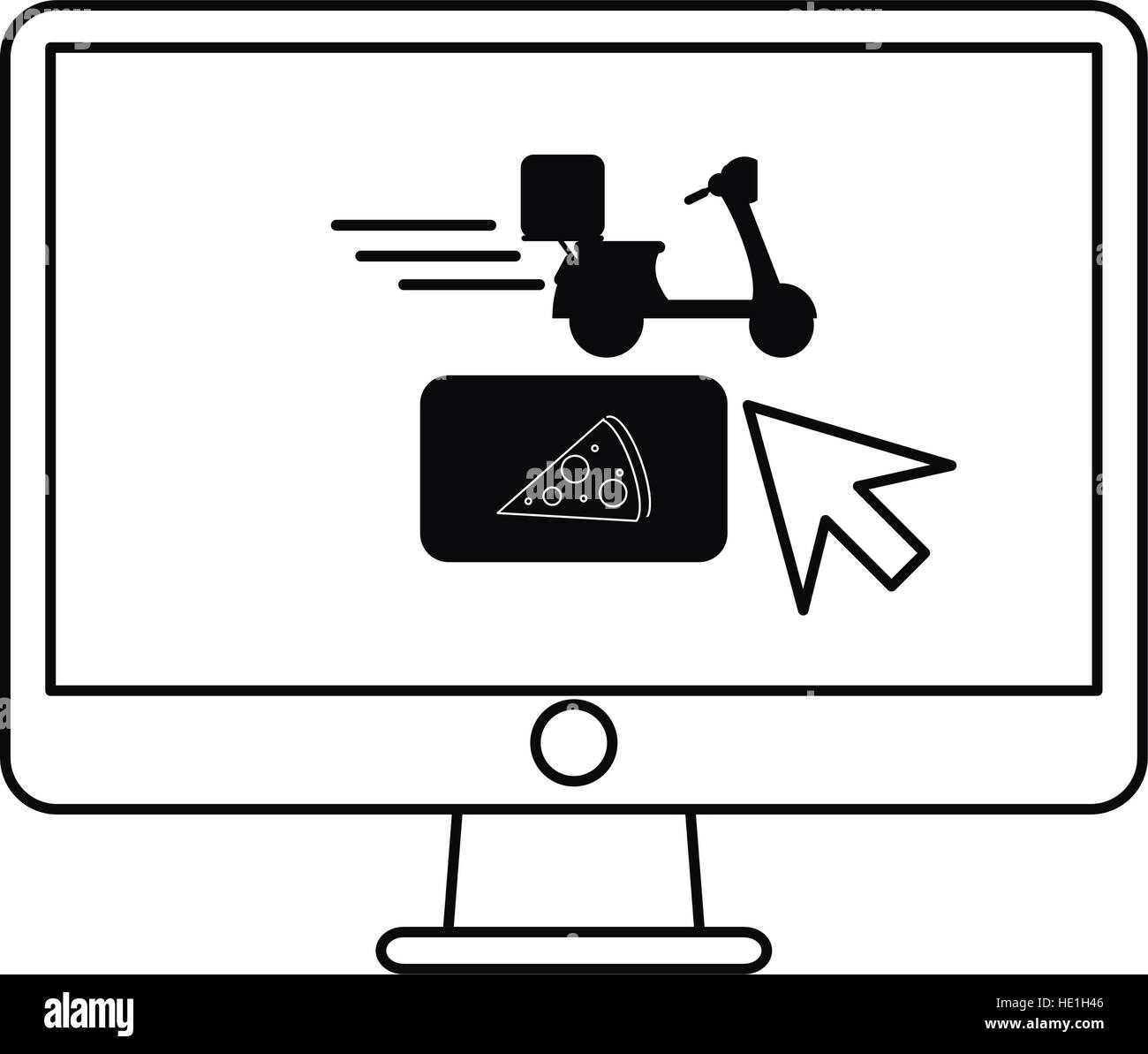 ordering food online computer outline Stock Vector Image & Art - Alamy