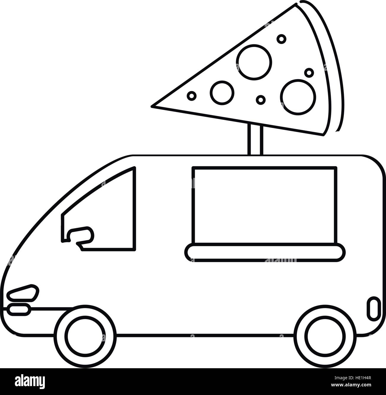 pizza delivery truck fast food outline Stock Vector Image & Art - Alamy