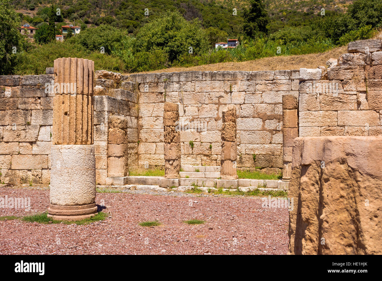 Pillar ruins at Ancient Messini, Messinia at Peloponnese, Greece Stock ...