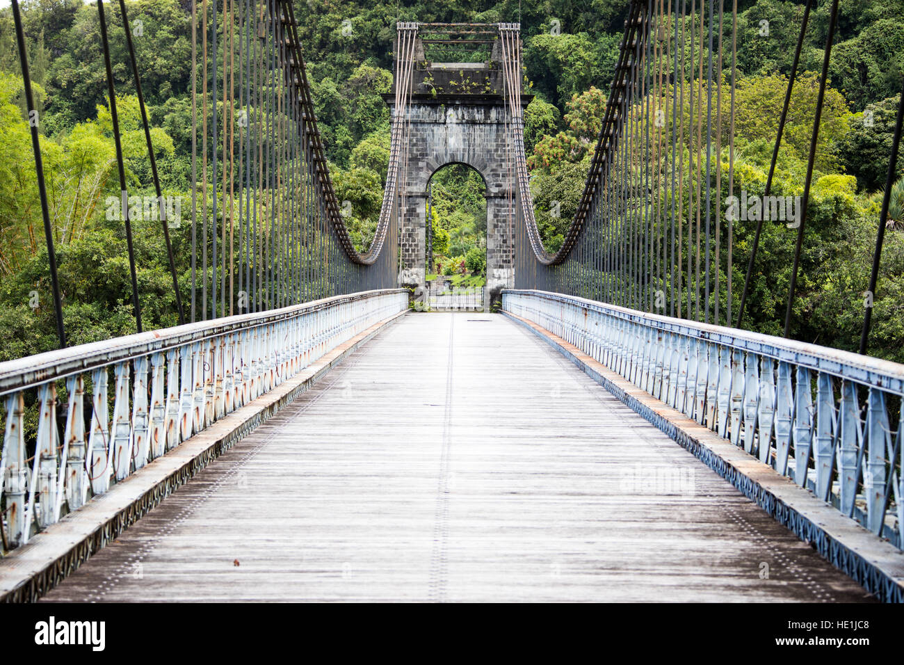 Historic English Bridge, suspension bridge, St Rose, Reunion Island ...