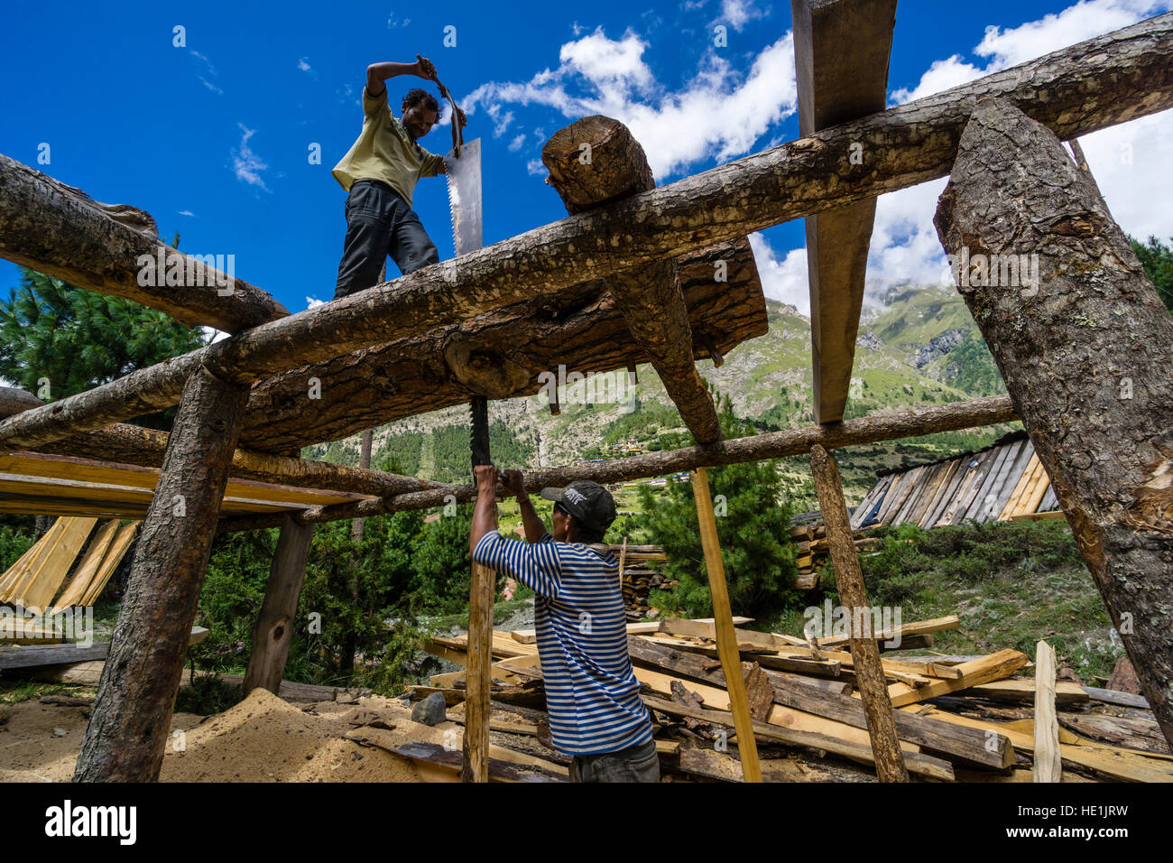 A man sawing wood hi-res stock photography and images - Alamy