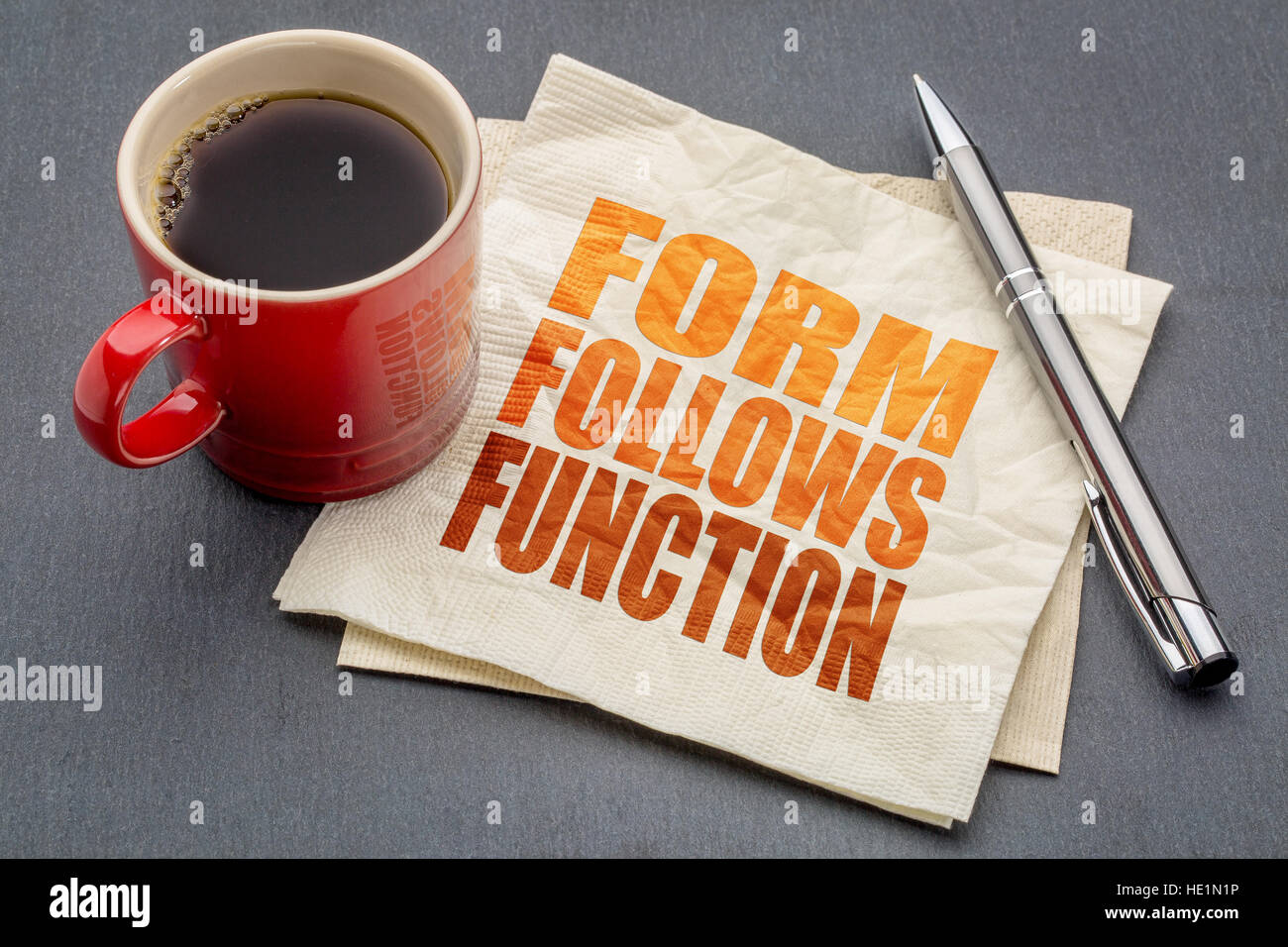 form follows function design principle - word abstract on a napkin with ...