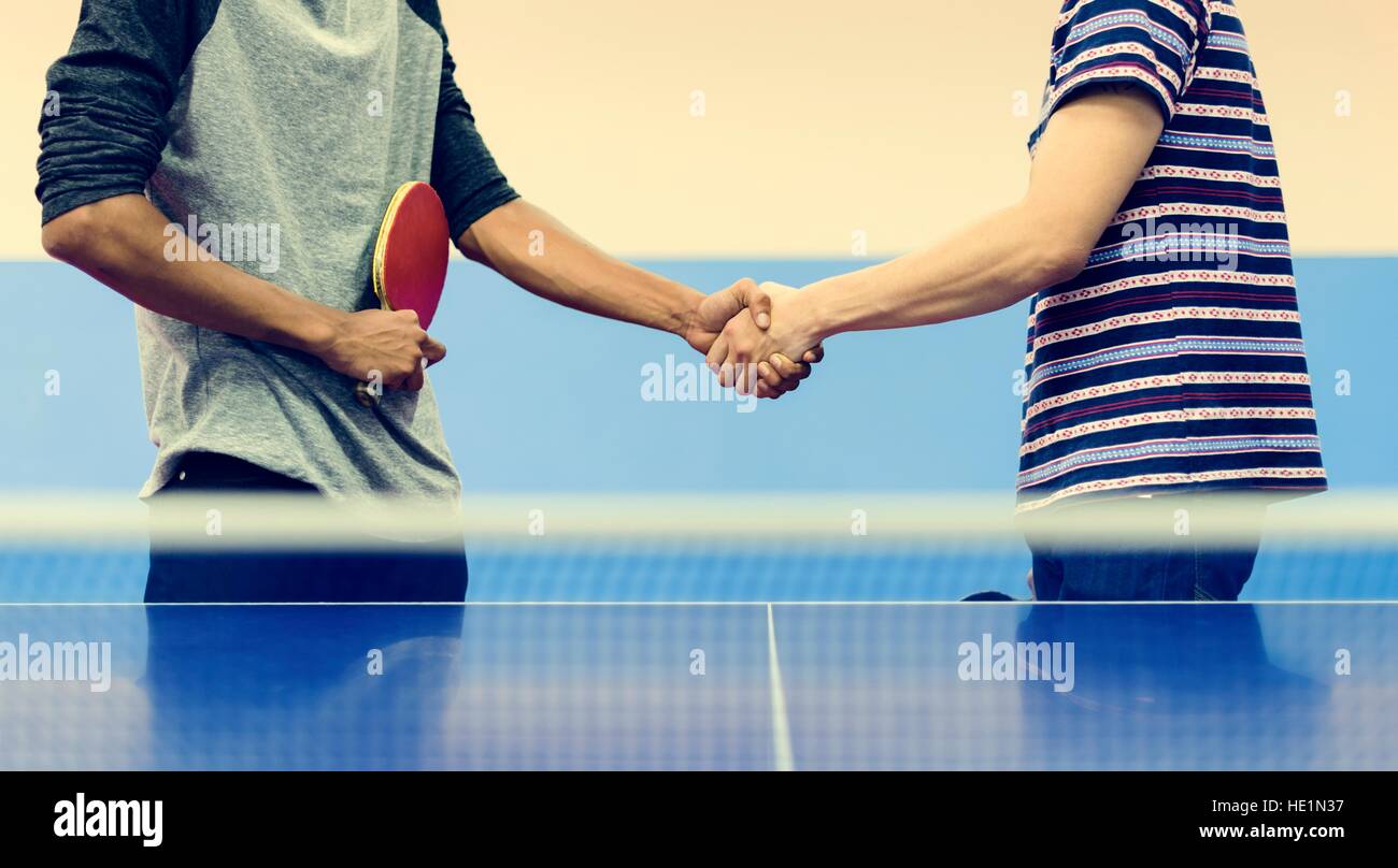 Table Tennis Ping-Pong Friends Sport Concept Stock Photo - Alamy