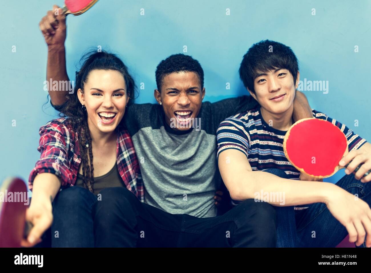 Table Tennis Ping-Pong Friends Sport Concept Stock Photo - Alamy