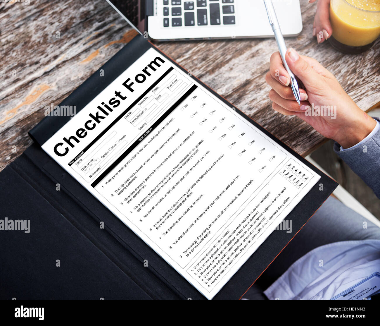 Cheklist Form Personal Information Concept Stock Photo - Alamy