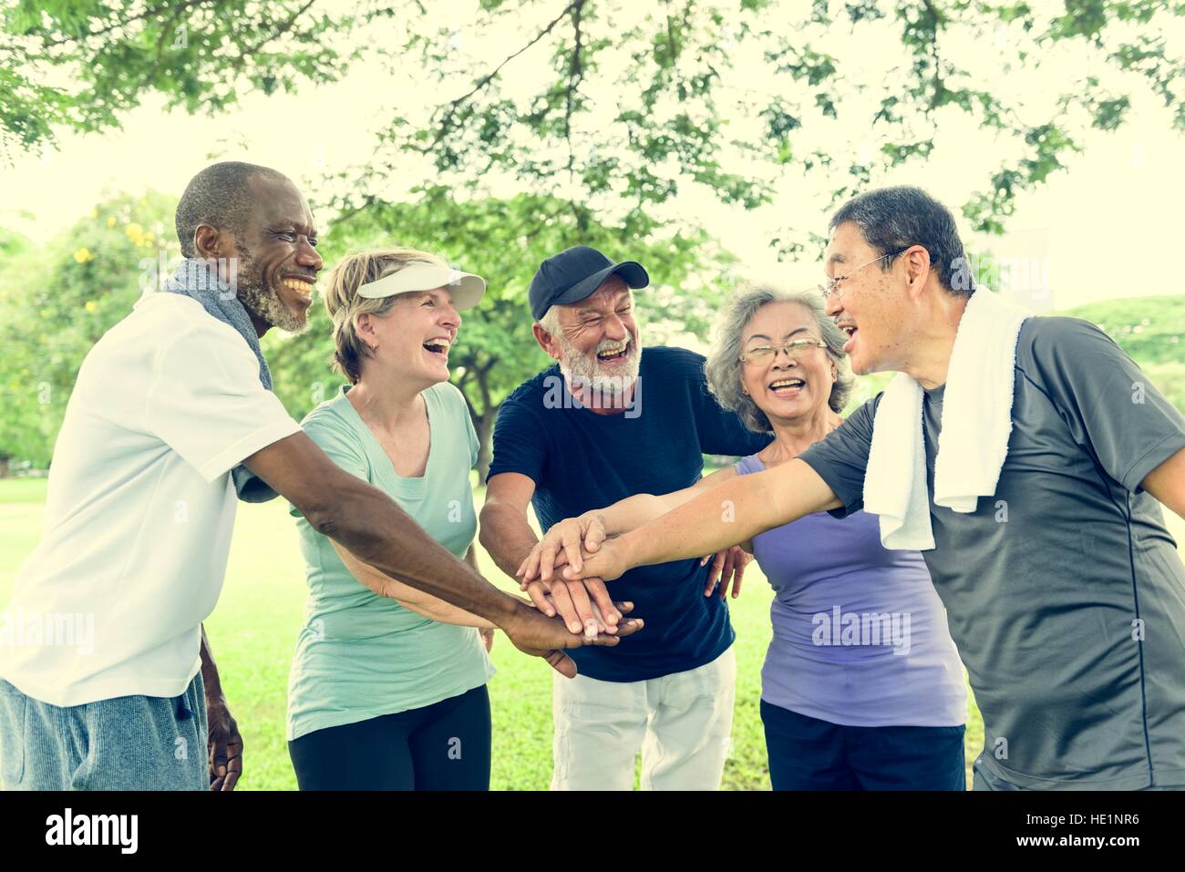 Group Of Senior Retirement Exercising Togetherness Concept Stock Photo ...