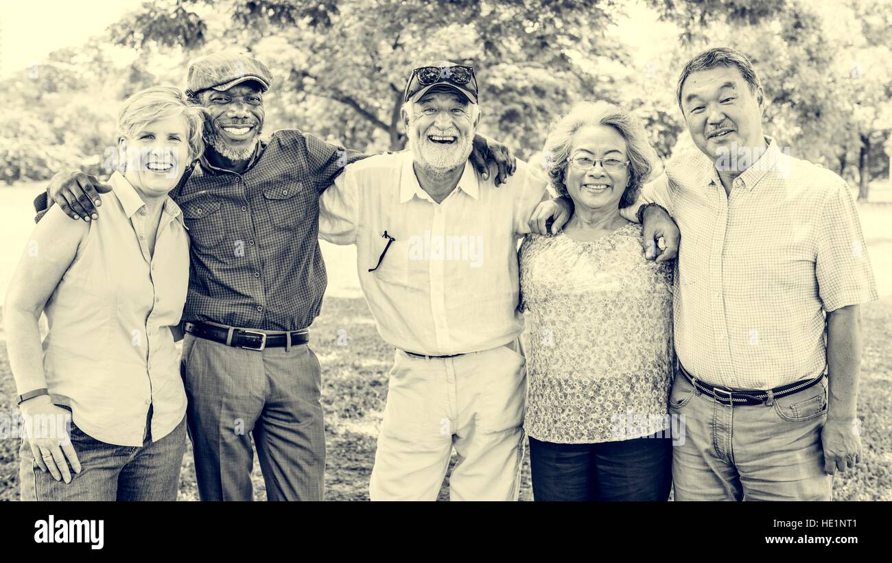 Group of Senior Retirement Friends Happiness Concept Stock Photo - Alamy