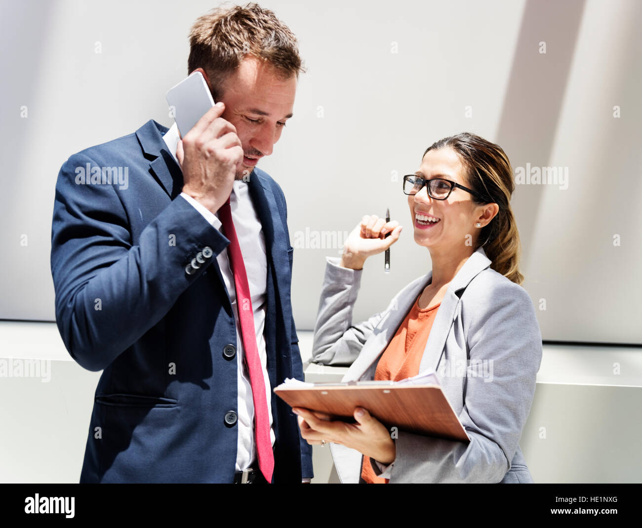 Business People Discussion Mobile Phone Telecommunication Concept Stock ...