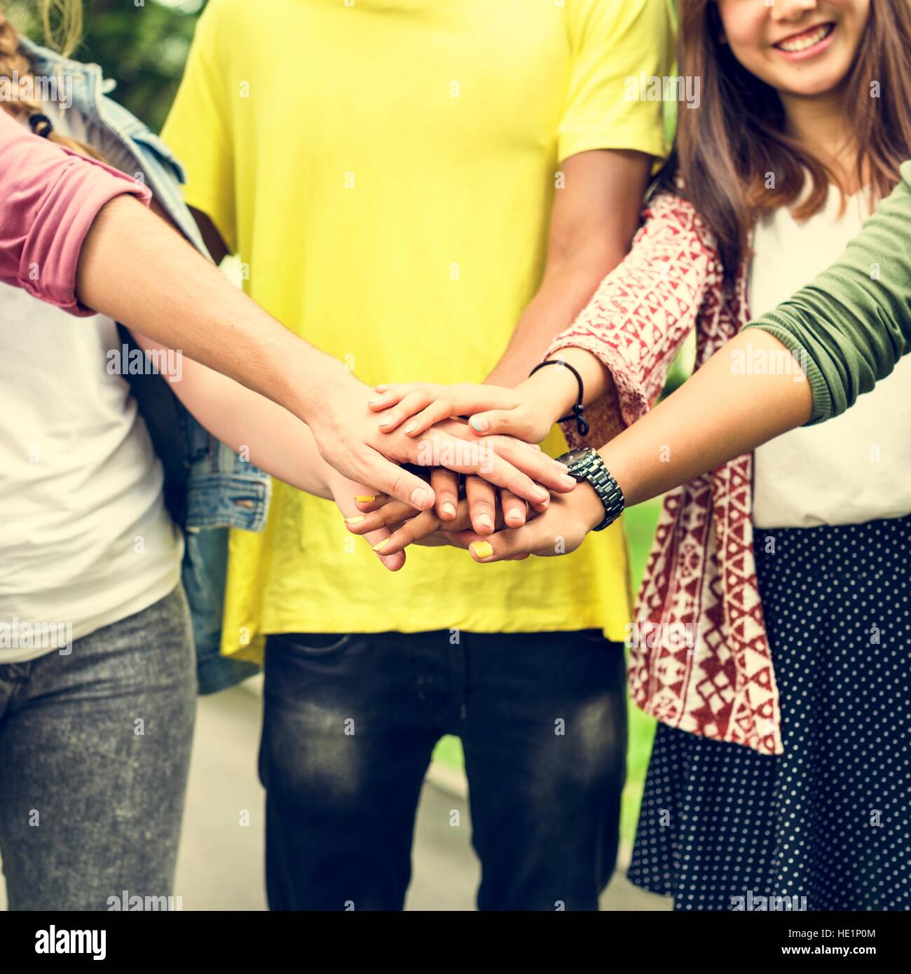 Diverse Teens Hands Together Concept Stock Photo - Alamy