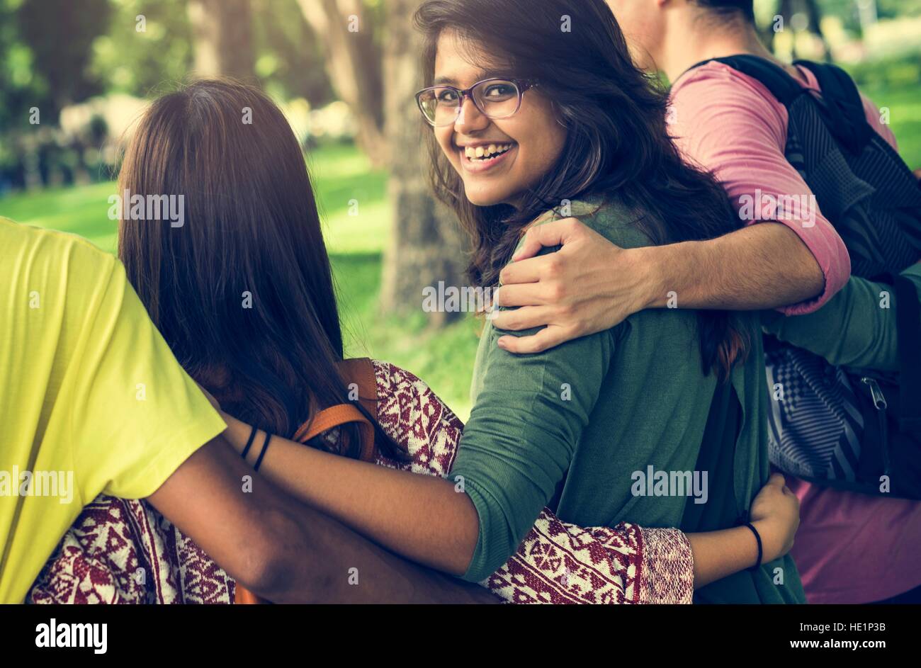 Diverse Group Young People Bonding Outdoors Concept Stock Photo - Alamy