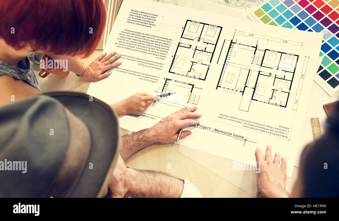 Design Studio Architect Creative Occupation Meeting Blueprint Concept ...