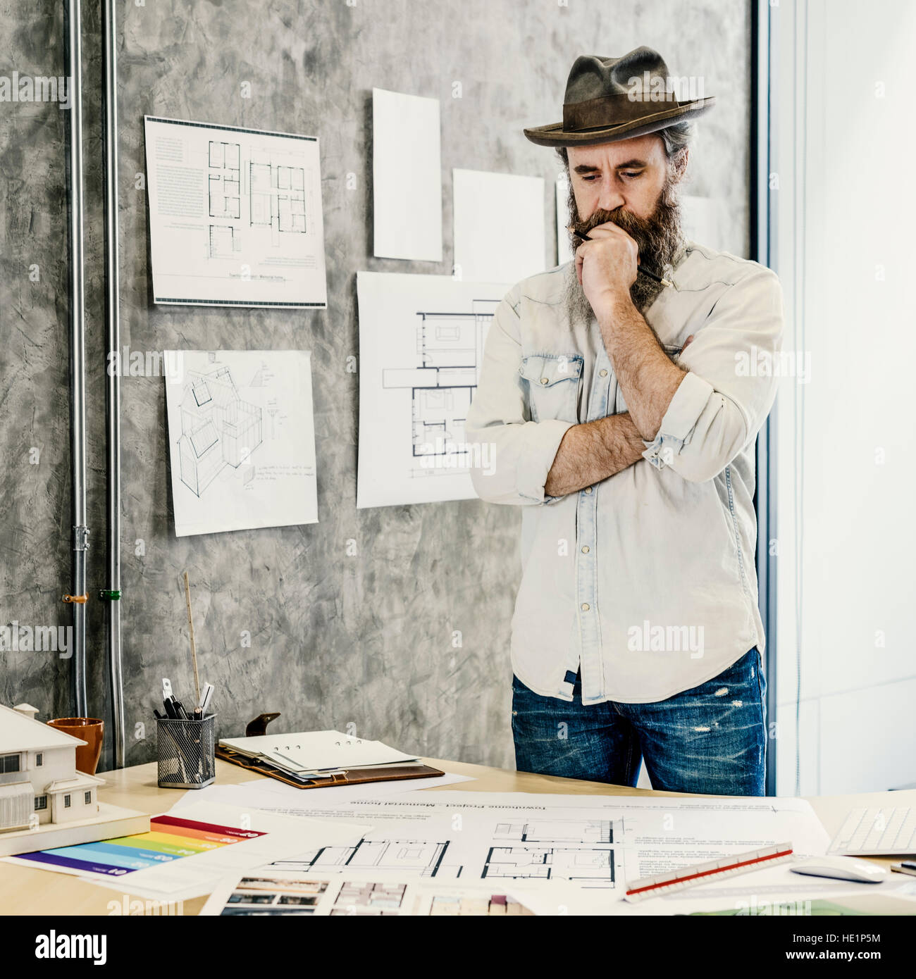 Design Studio Architect Creative Occupation Blueprint Concept Stock ...