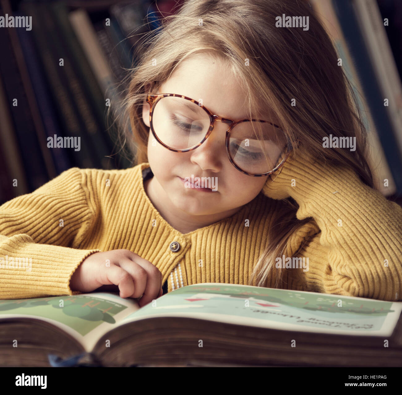 Adorable Cute Girl Reading Storytelling Concept Stock Photo - Alamy