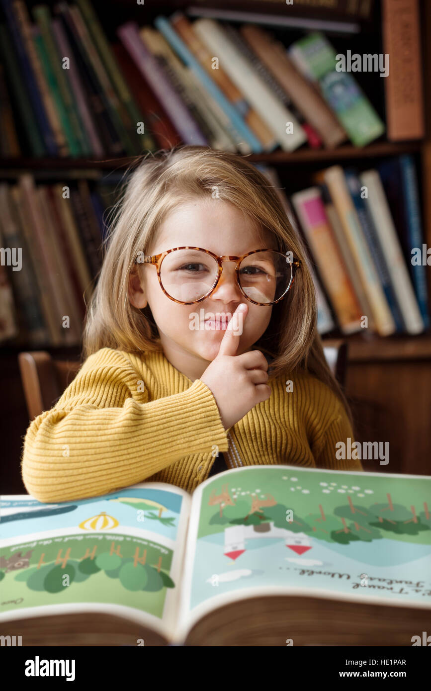 Adorable Cute Girl Reading Storytelling Concept Stock Photo - Alamy