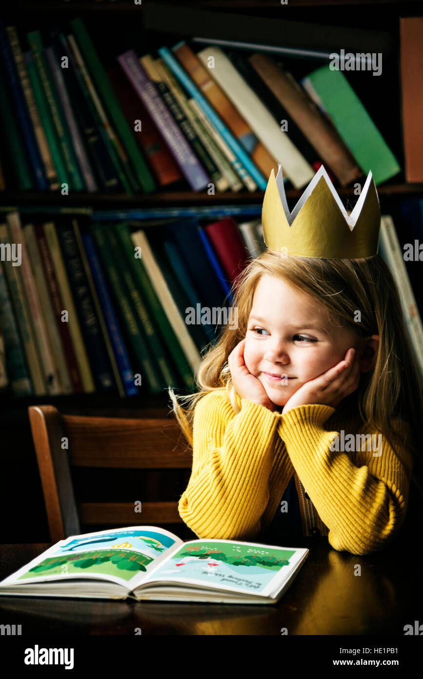 Adorable Cute Girl Reading Storytelling Concept Stock Photo - Alamy