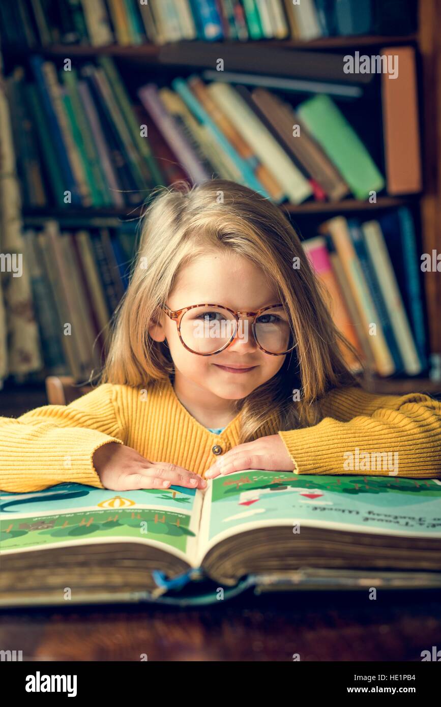 Adorable Cute Girl Reading Storytelling Concept Stock Photo - Alamy