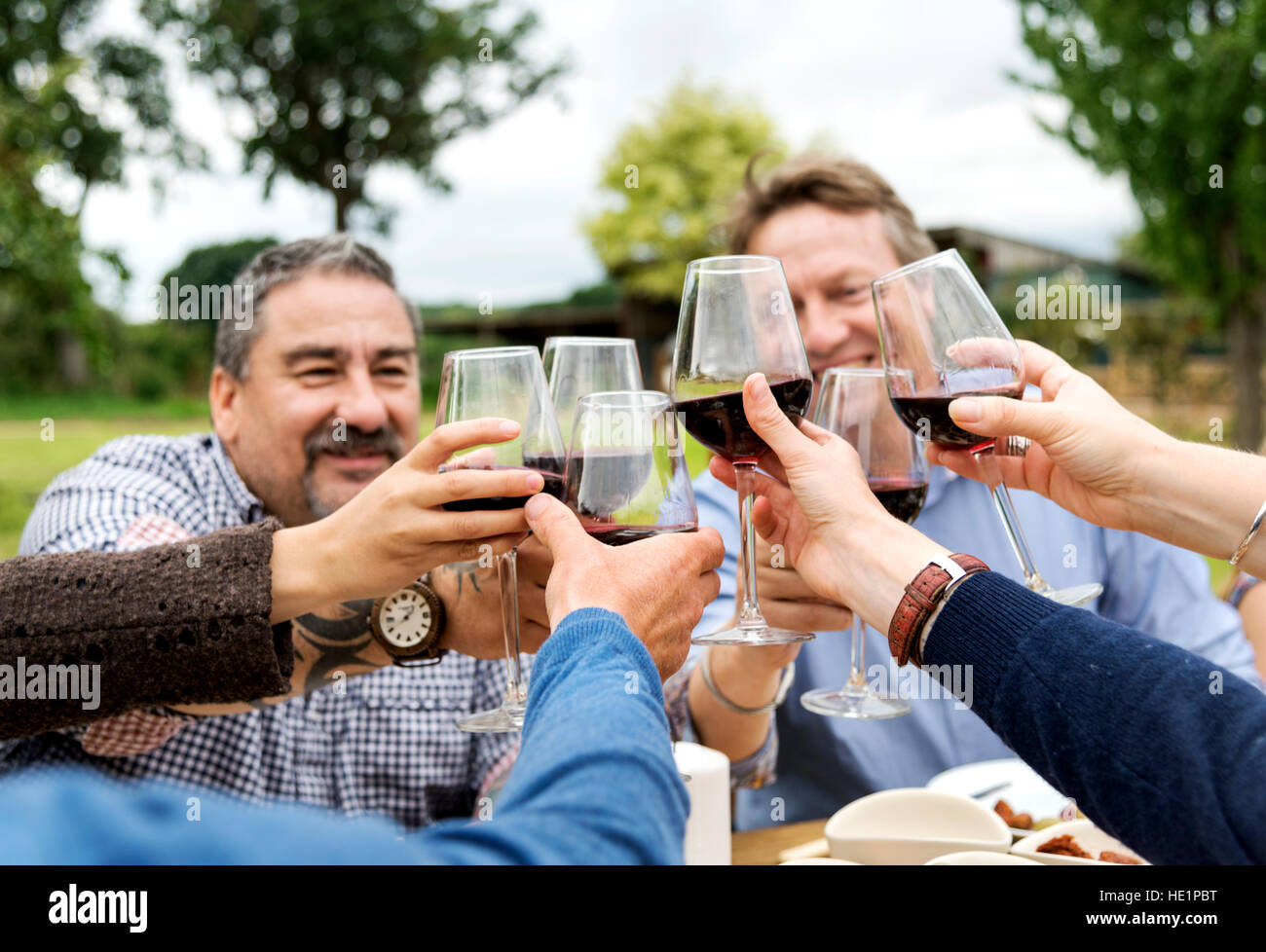 Group Of People Cheers Concept Stock Photo - Alamy