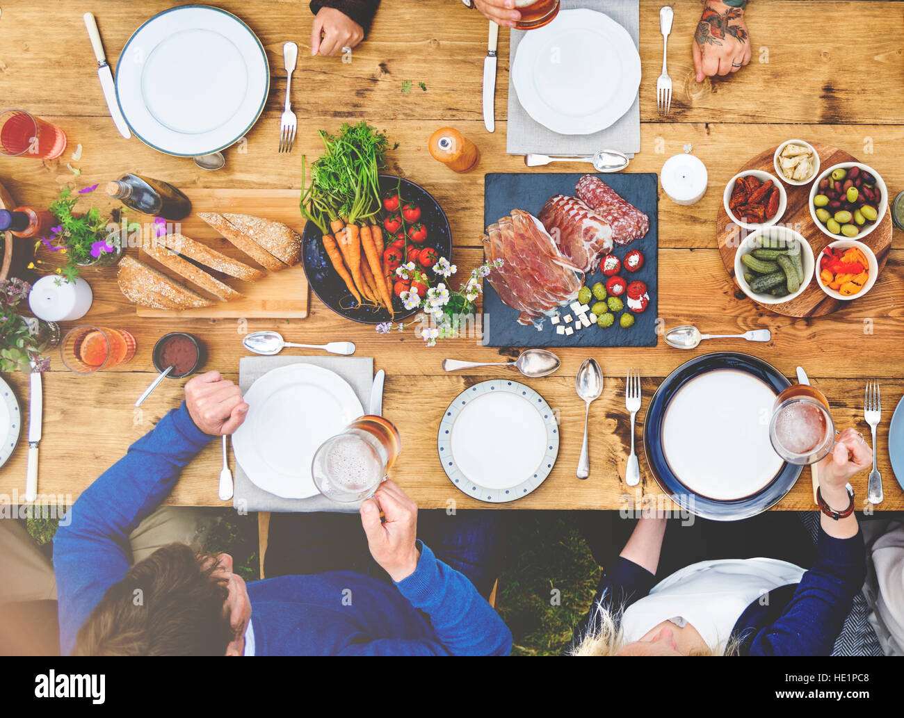 Group Of People Dining Concept Stock Photo - Alamy