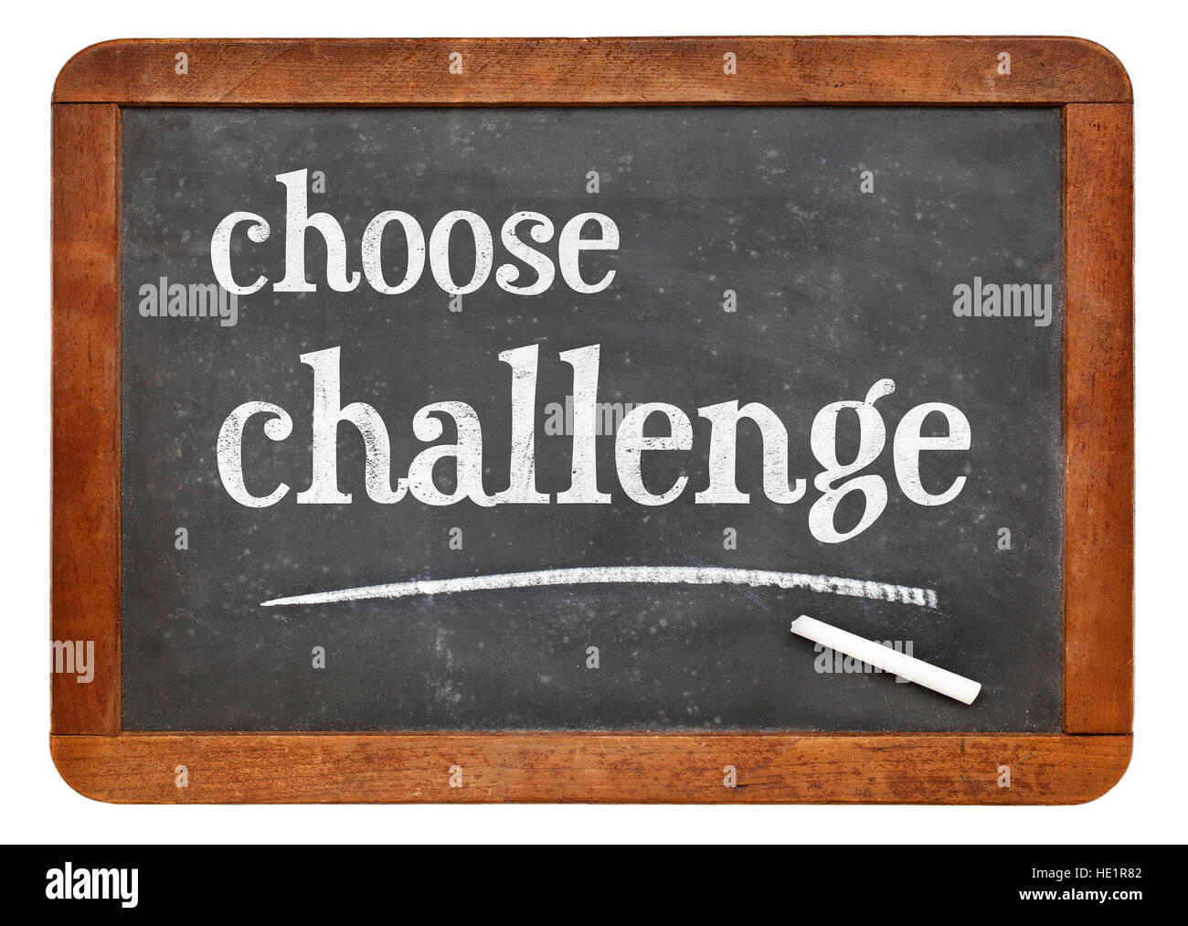 choose challenge - white chalk text on a vintage slate blackboard Stock ...