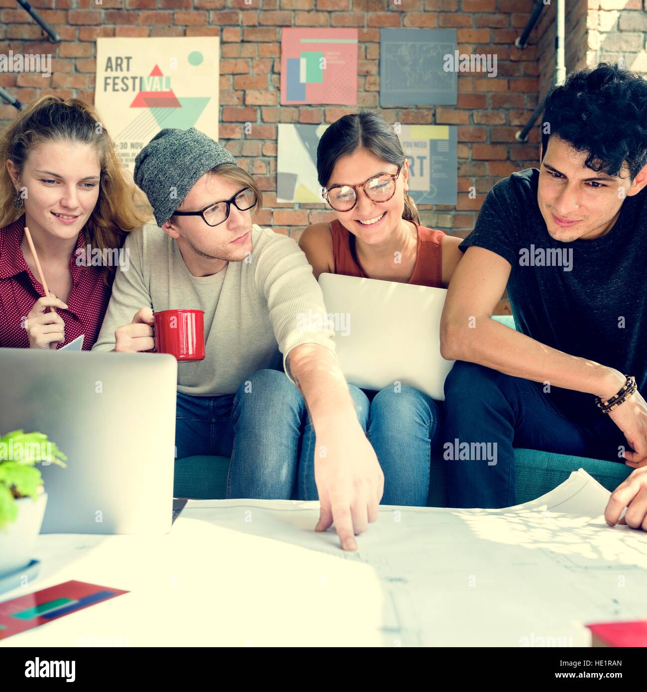 People Meeting Discussion Design Talking Blueprint Concept Stock Photo ...