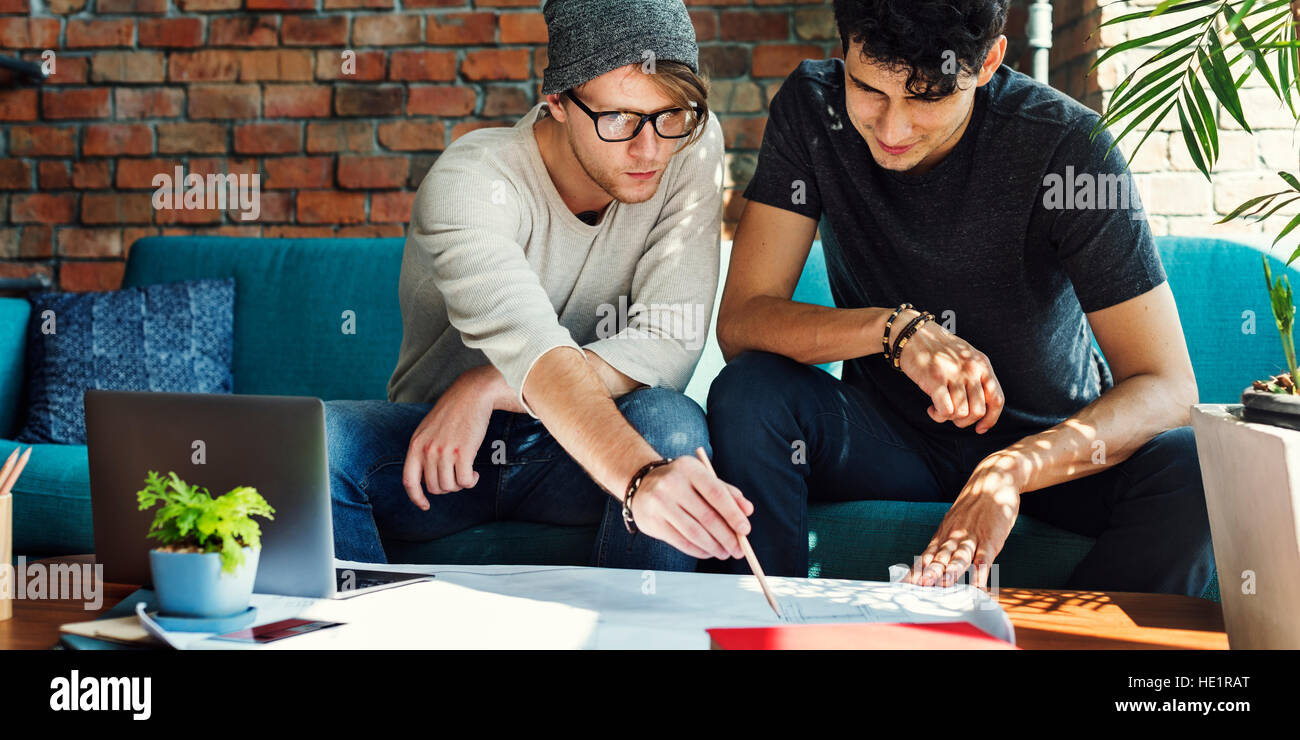 People Meeting Discussion Design Talking Blueprint Concept Stock Photo ...