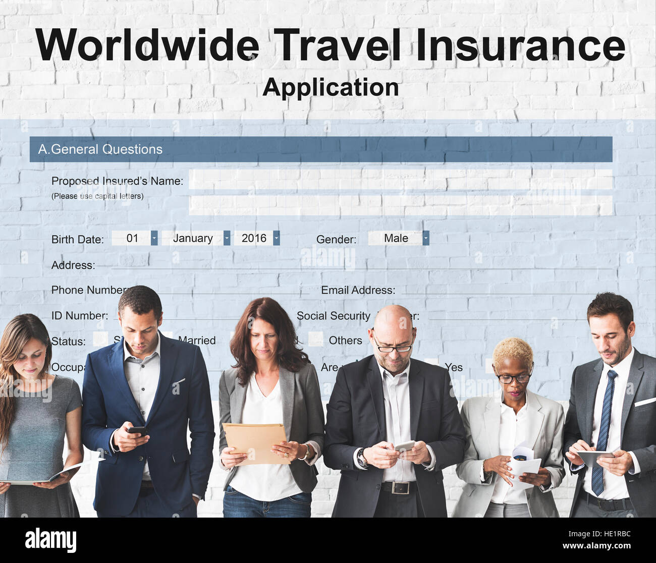 Worldwide Travel Insurance Application Form Concept Stock Photo - Alamy