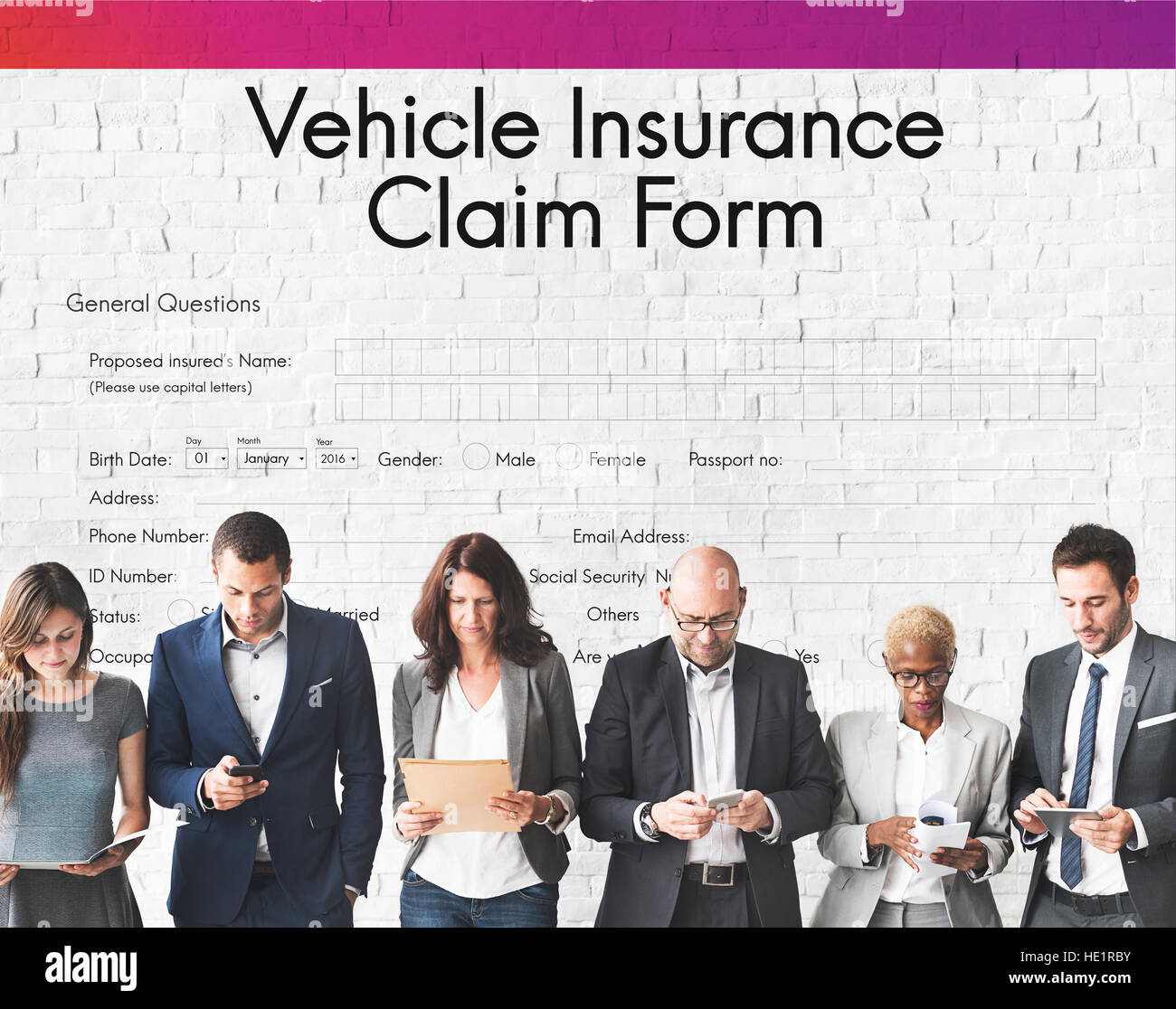 Vehicle Insurance Claim Form Concept Stock Photo - Alamy