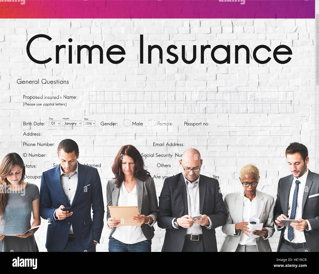 Crime Insurance Application Form Concept Stock Photo - Alamy