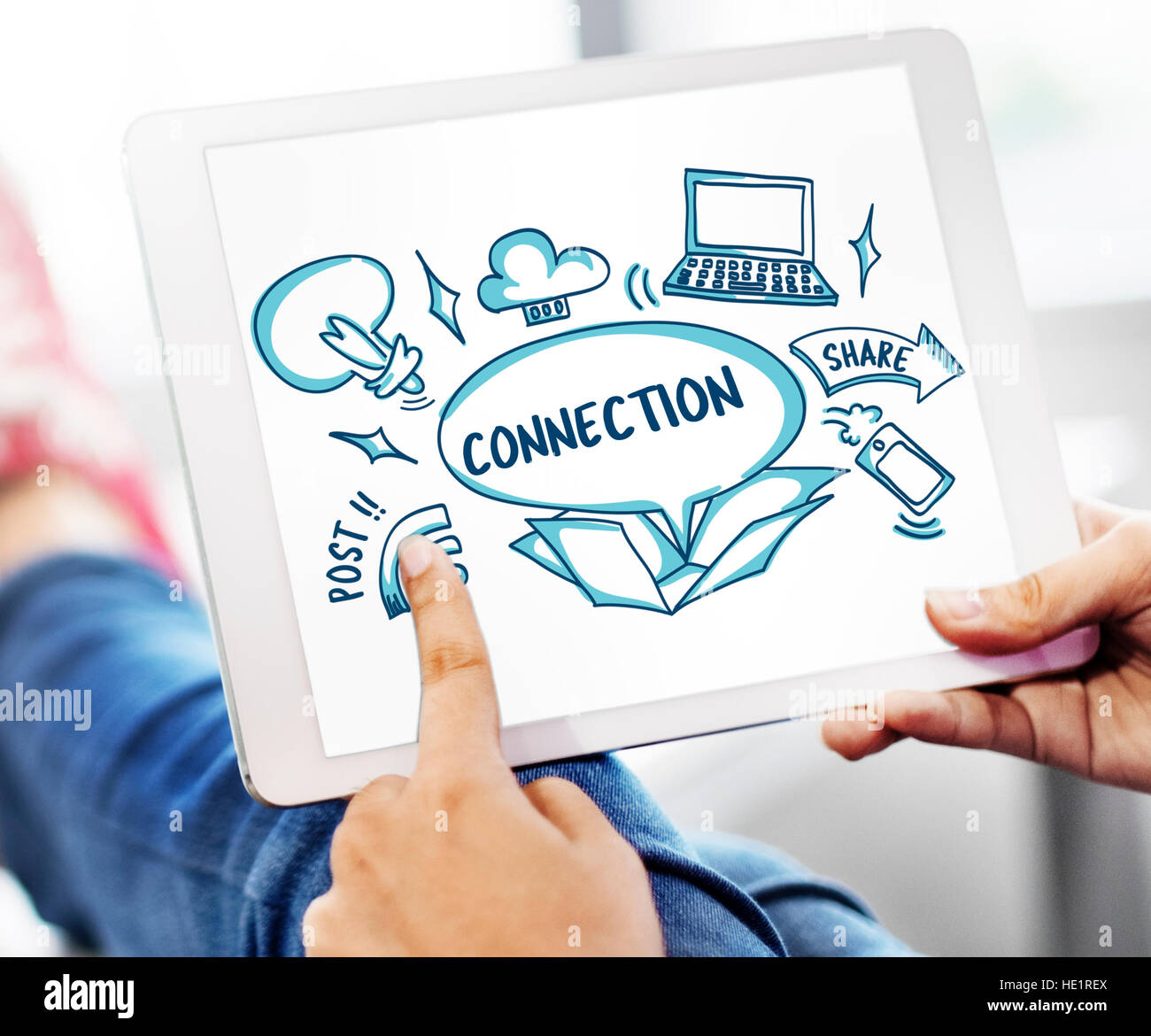 Connection Technology Ideas Outside Box Sketch Concept Stock Photo - Alamy