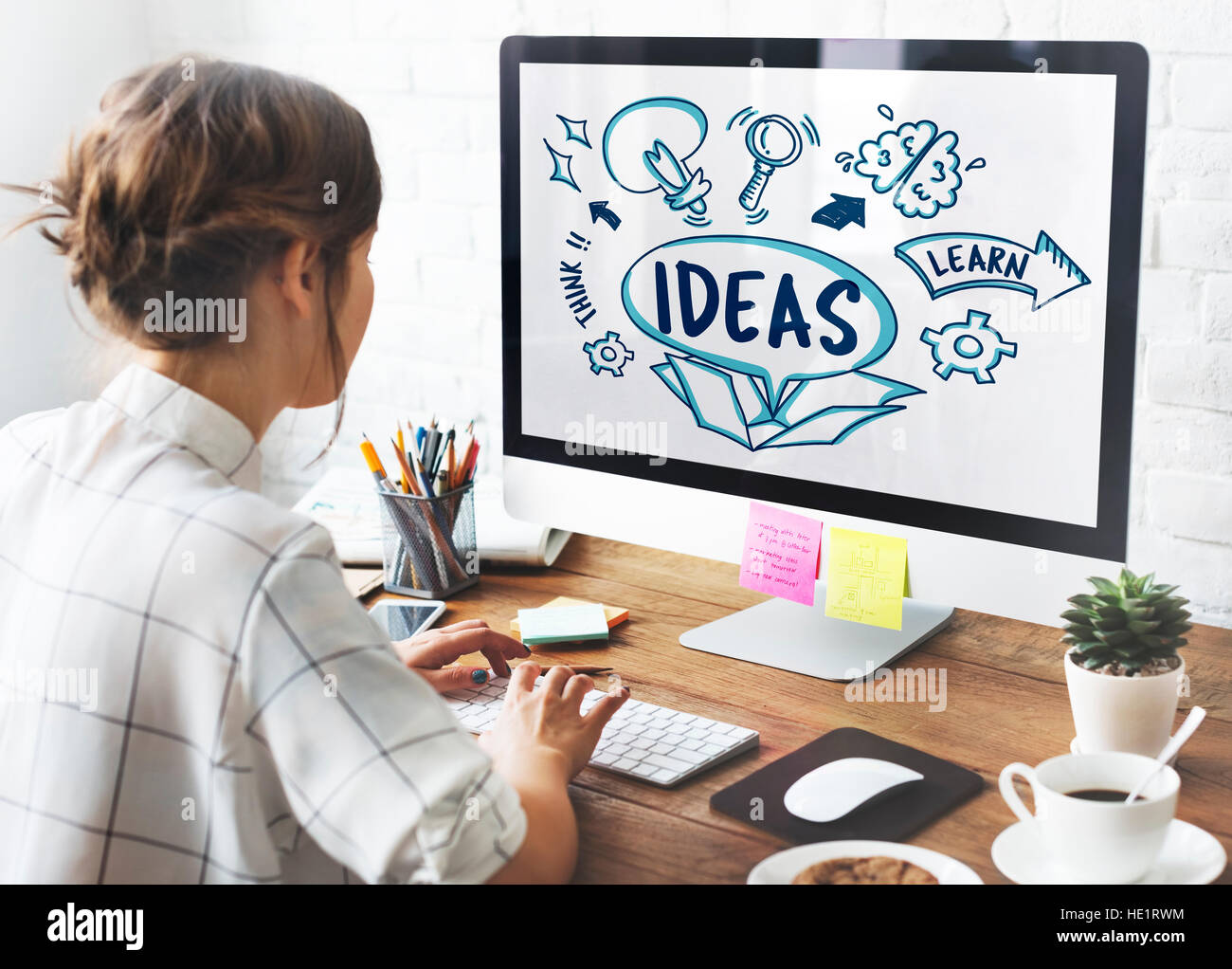 Ideas Think Learn Icons Graphic Concept Stock Photo - Alamy
