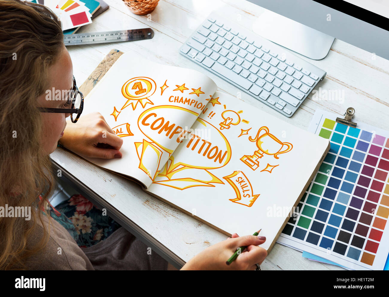 Success Achievement Victory Outside Box Sketch Concept Stock Photo - Alamy