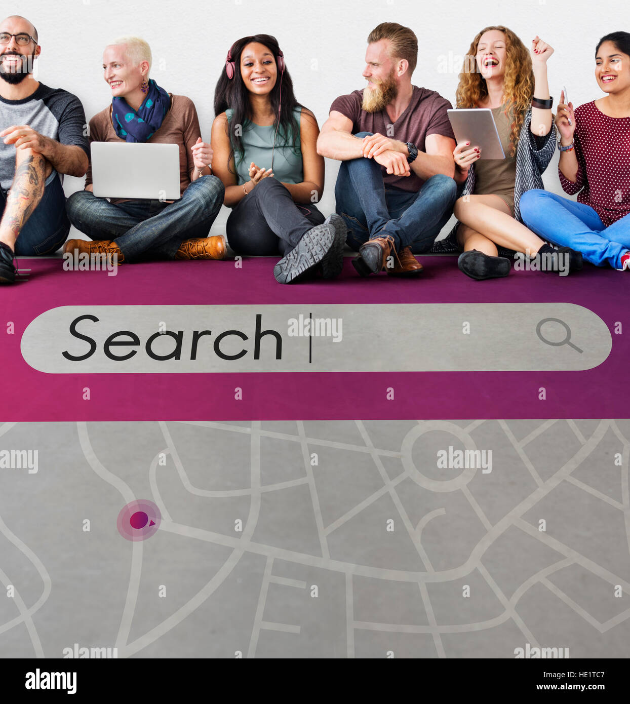 Search Navigation Map Route Concept Stock Photo - Alamy