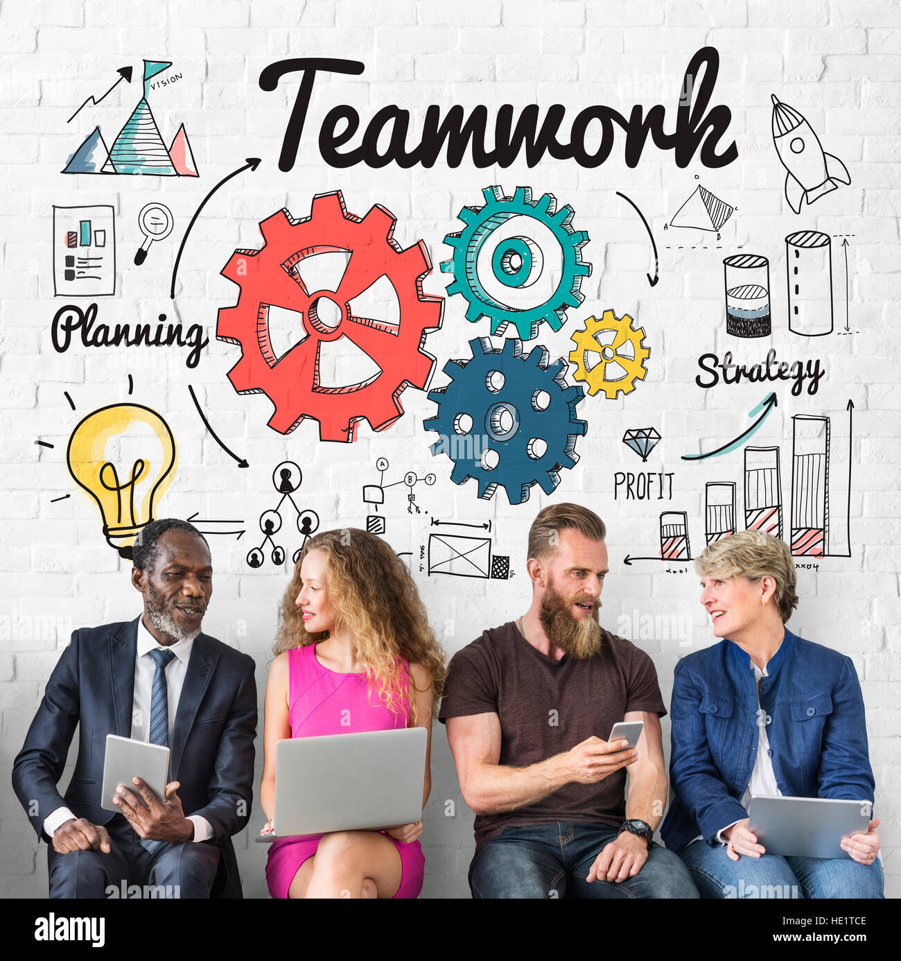 Teamwork Collaboration Unity Corporate Gear Concept Stock Photo - Alamy