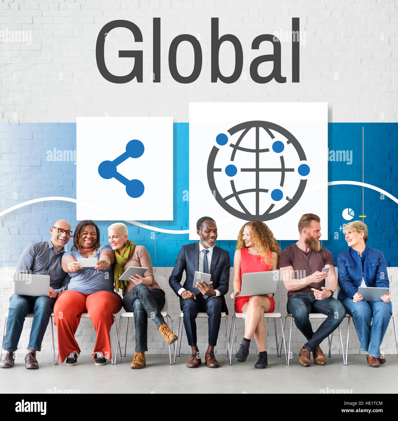 Share Global Icons Network Concept Stock Photo - Alamy