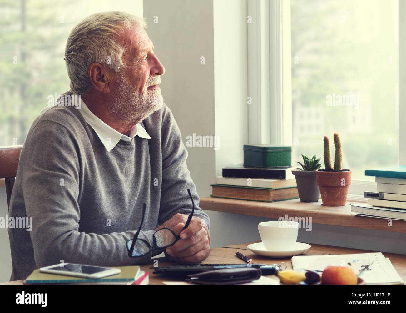 Senior Adult Thinking Memory Happy Concept Stock Photo - Alamy
