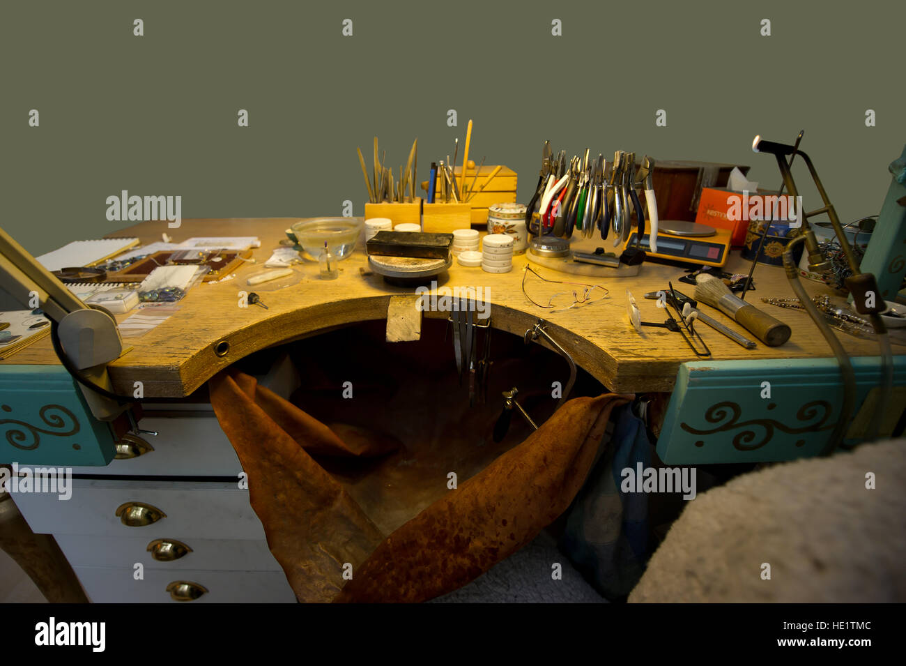 The Goldsmith's working place during a break Stock Photo - Alamy