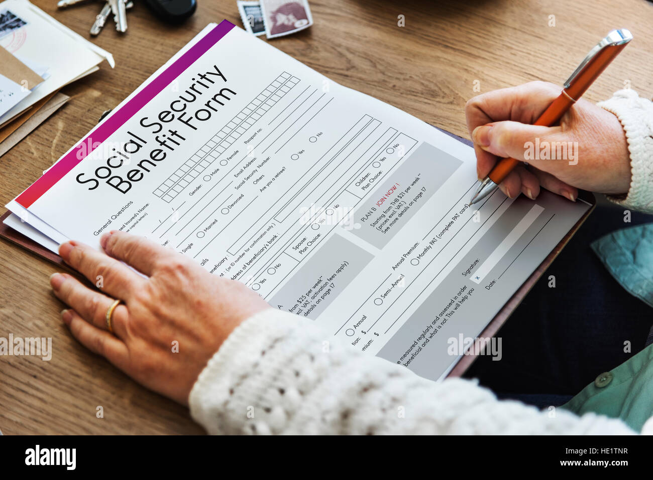 Social Security Benefit Form Concept Stock Photo - Alamy