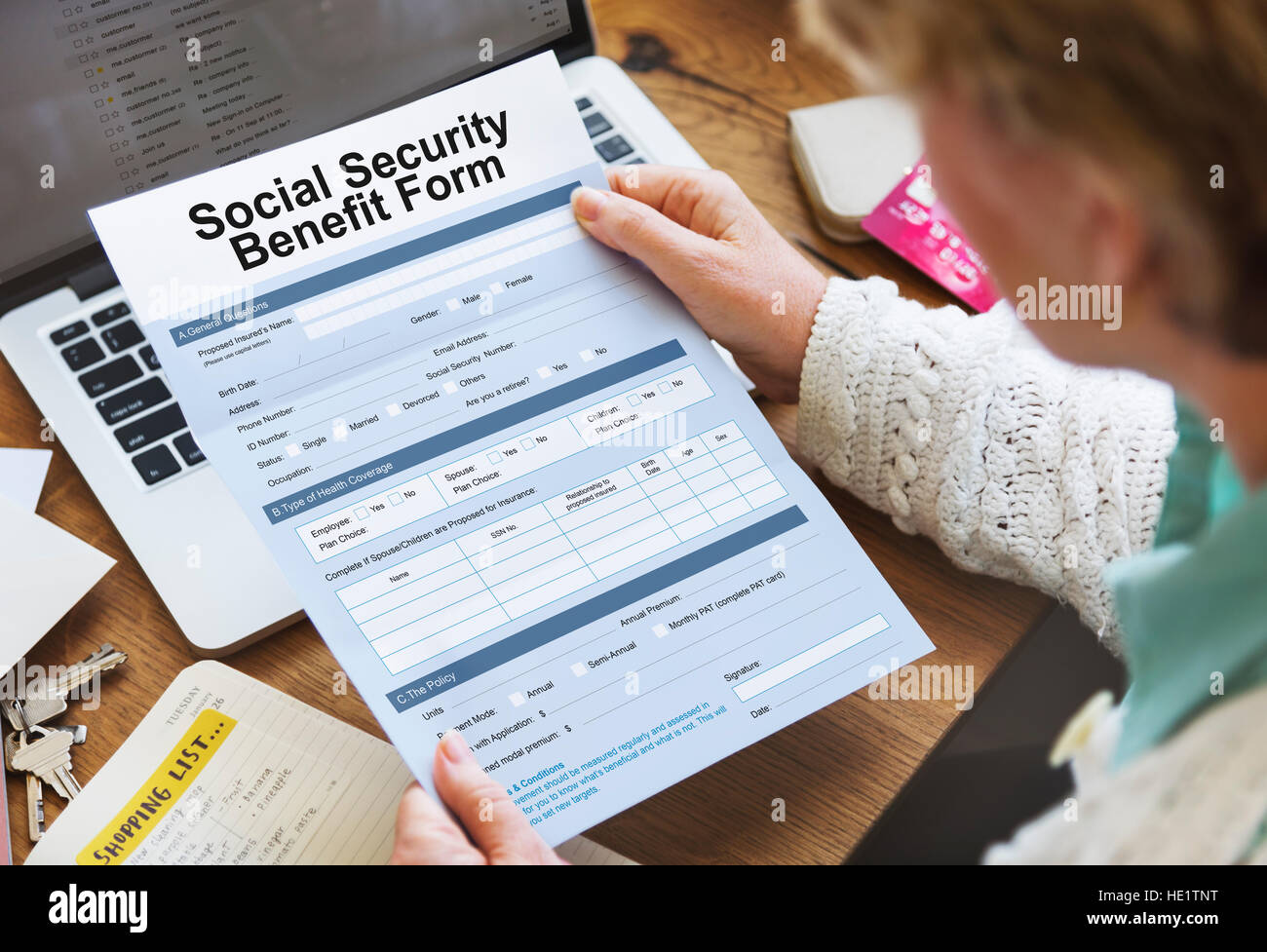 Social Security Benefit Form Concept Stock Photo - Alamy