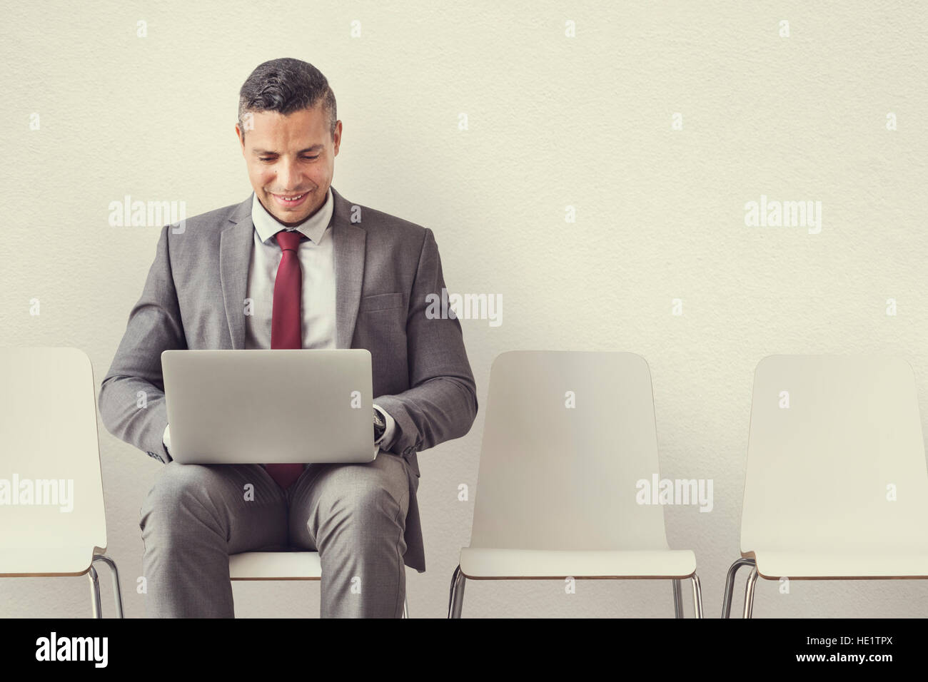 Businessman Using Laptop Connection Communication Concept Stock Photo ...