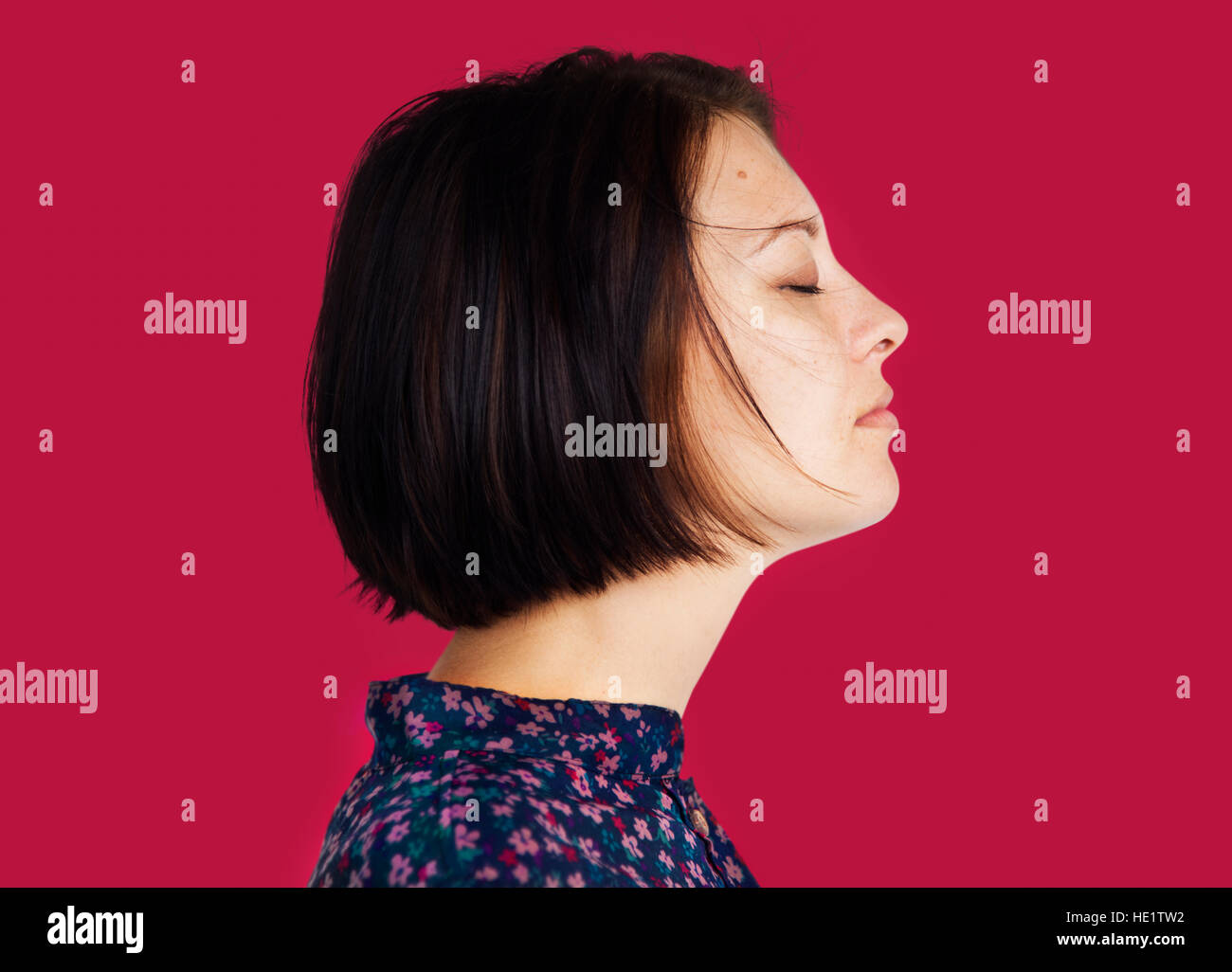 Woman Side View Close Eyes Thinking Concept Stock Photo - Alamy