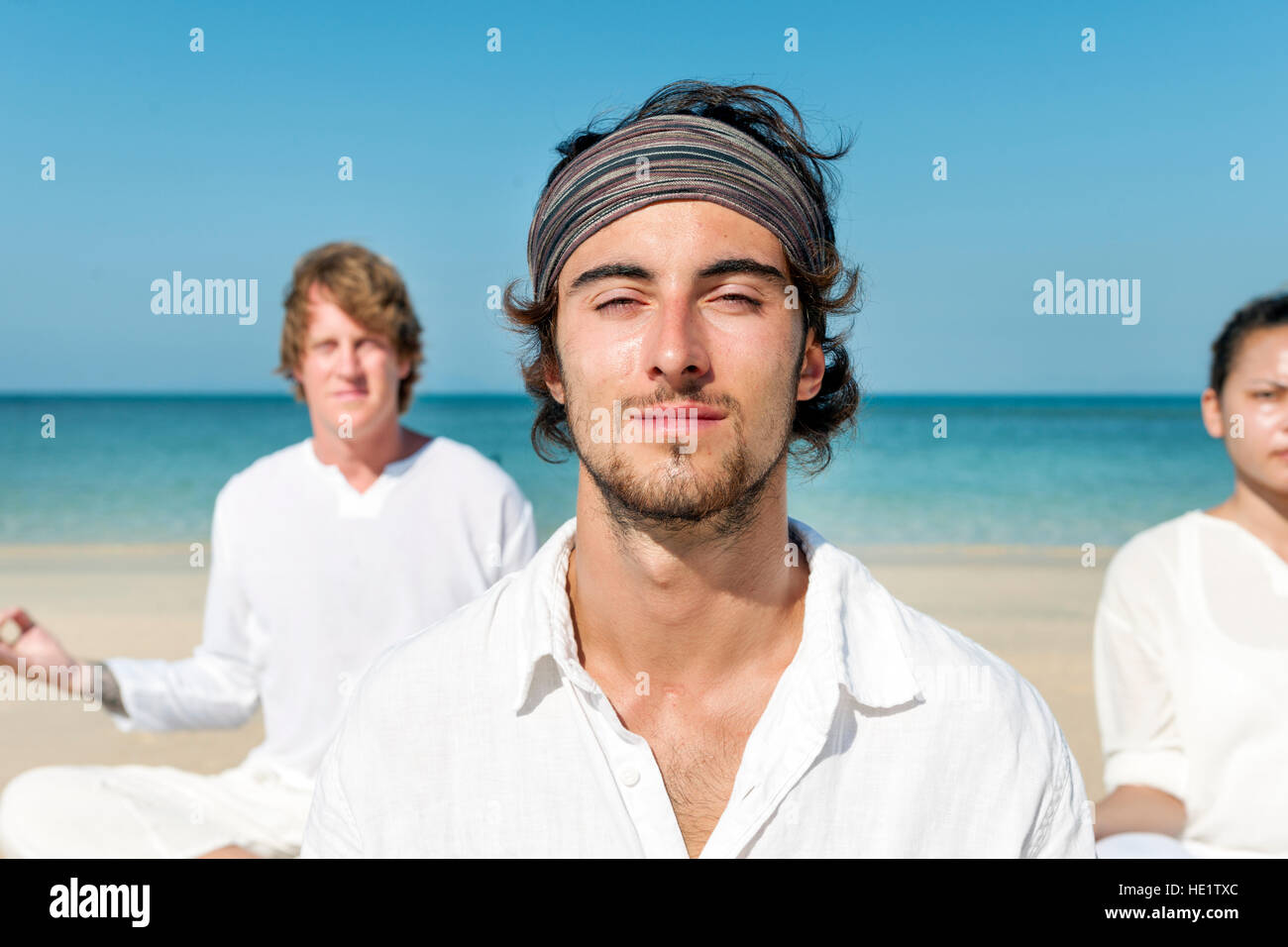 Beach Yoga Balance Calm Relaxing Exercise Concept Stock Photo - Alamy
