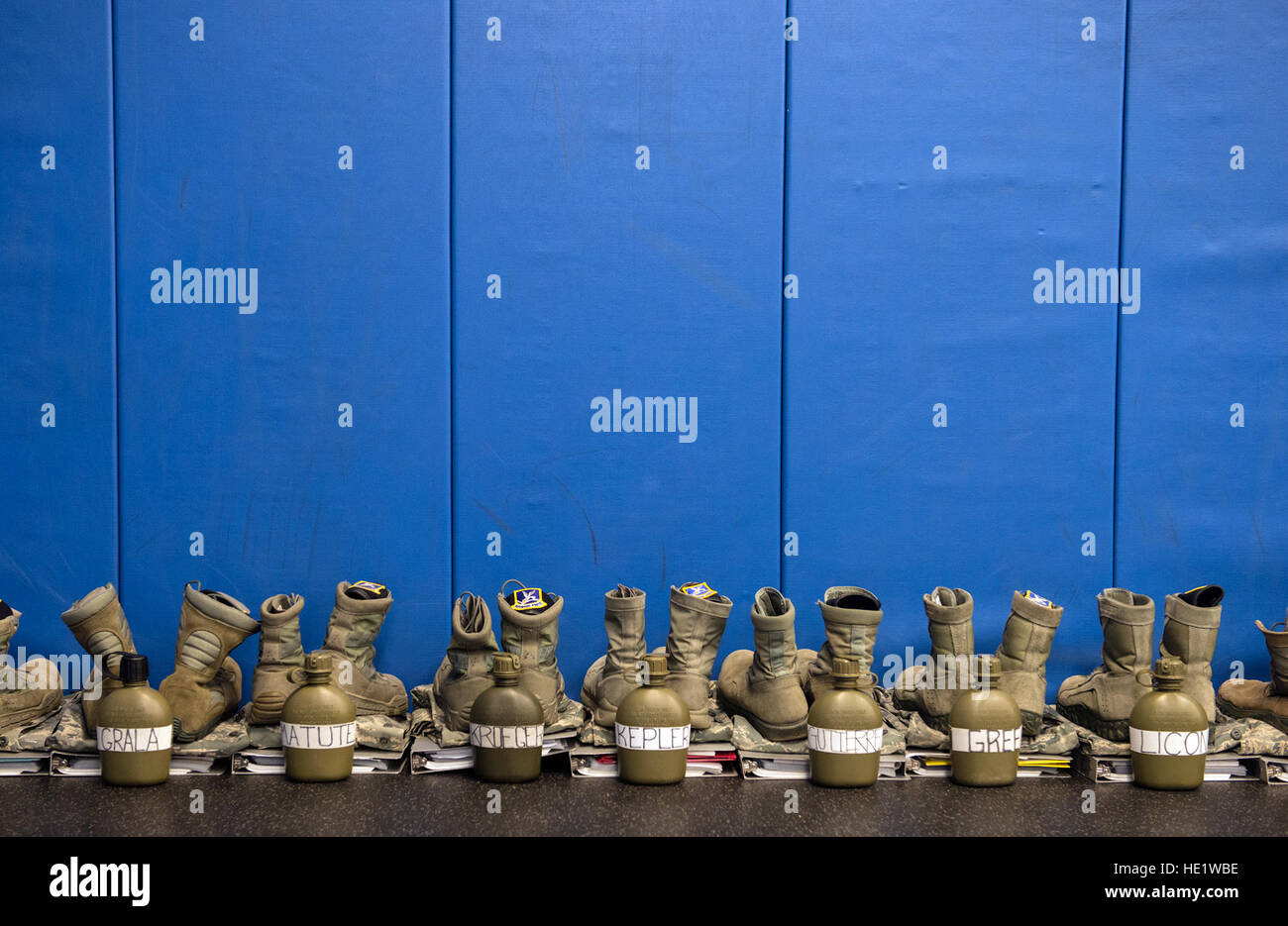 Security Forces patrolman align their boots at the beginning of each ...